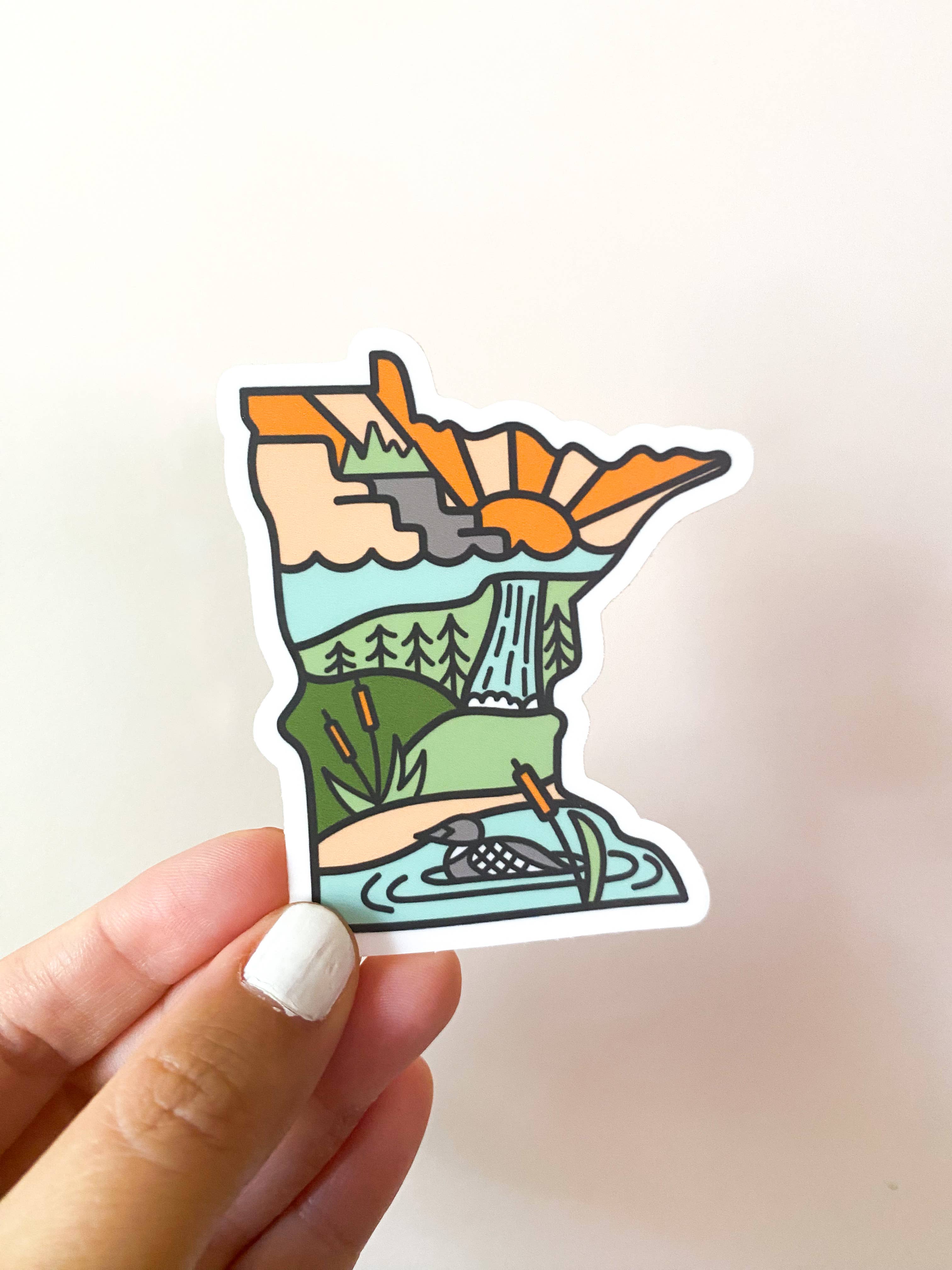 MN Line Drawing State Scenes Vinyl Sticker – Biography Apparel