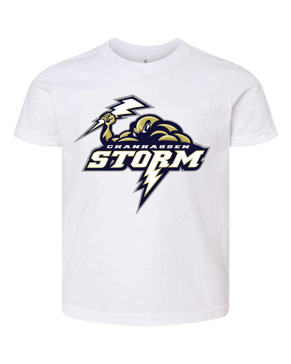 Chanhassen Storm Logo Youth White Tee – Biography Apparel